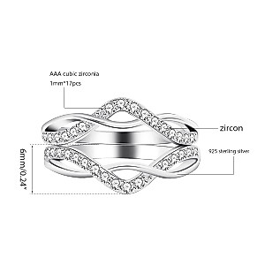 Uloveido Arched Infinity Eternity Rings for Women 925 Silver Stacking Rings Enhancer for Halo Engagement Wedding Rings White Gold Plated Size 7 Y1521