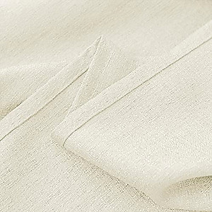 Yancorp Beige Curtains 96 Inch Length for Living Room 2 Panels Linen Textured Sheer Curtain Set Light Filtering Semi Sheer Drapes Curtains for Bedroom(Beige,W52 X L96)