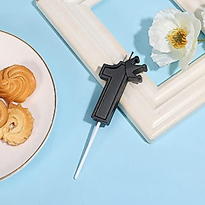 3inch Birthday Number Candle, 3D Candle Cake Topper with Crown Cake Numeral Candles Black Number Candles for Birthday Anniversary Parties (Number 1)