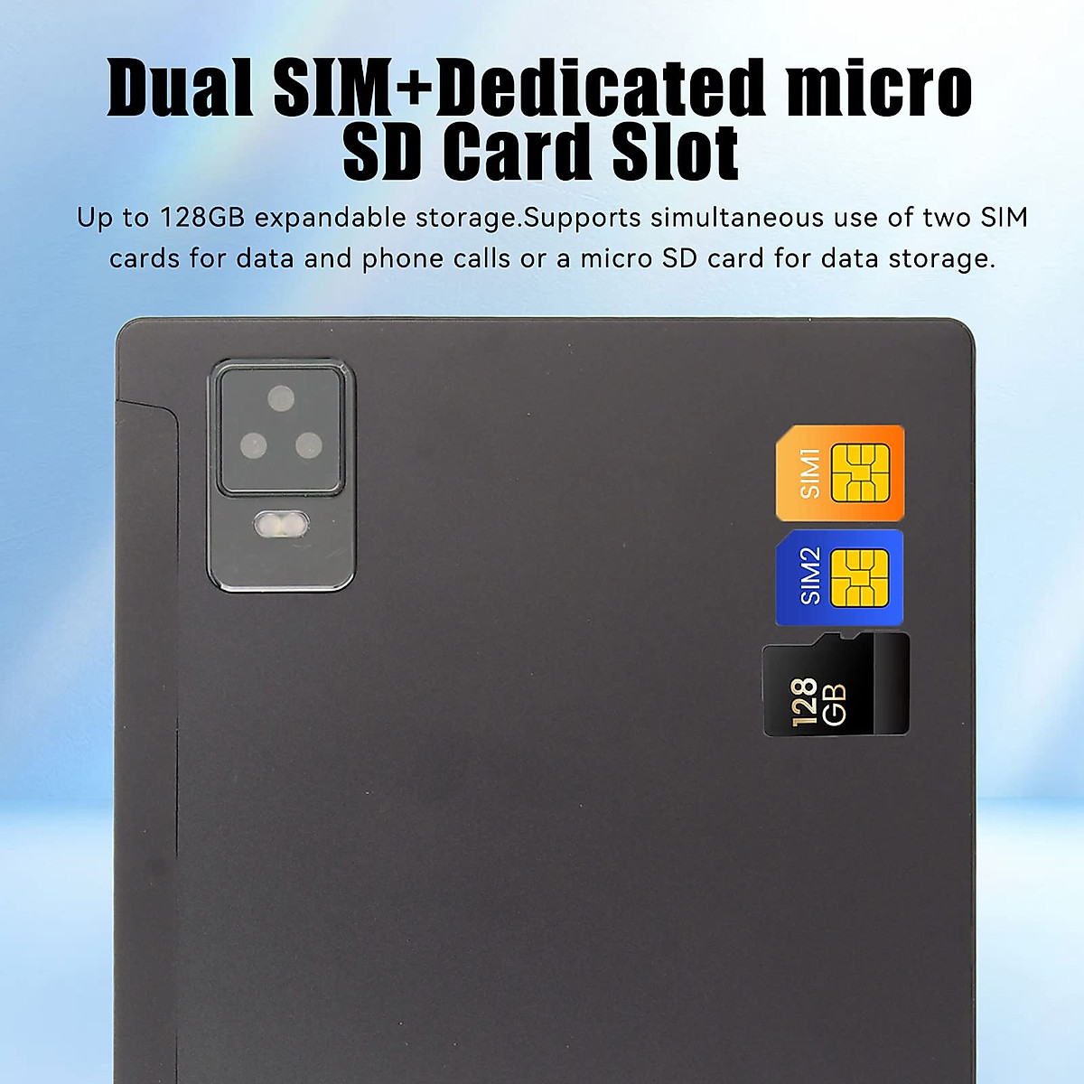 10.1 Inch Tablet for Android 12, 3G Phone Call Tablet with Octa Core CPU, 6GB RAM 256GB ROM, 2.4G 5G WiFi, 8+16MP Camera Gaming Tablet PC (Black)