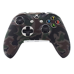 Hikfly Silicone Gel Controller Cover Skin Protector Kits for Xbox One/Xbox One S/Xbox One X Controller Video Games(1 x Controller Camouflage cover with 8 x Thumb Grip Caps)(Grey)