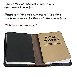 Oberon Design Dragonfly Pond Pocket Notebook Cover, Fits Many 5.5 x 3.5 Inch Notebooks, Embossed Genuine Leather, Fern Color, Made in the USA