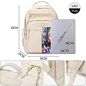 FANDARE Casual Backpack Men Women 15.6 inch Laptop Daypacks School College Bag Rucksack for School Hiking Camping Travel Outdoor Activities Waterproof Polyester Khaki