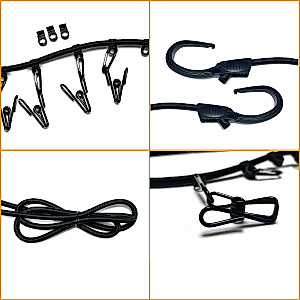 Thickening Bolding Retractable Portable Camping Accessories Travel Clothesline for Outdoor Indoor,Backyard, Vacation Hotel, Balcony Drying (Black)