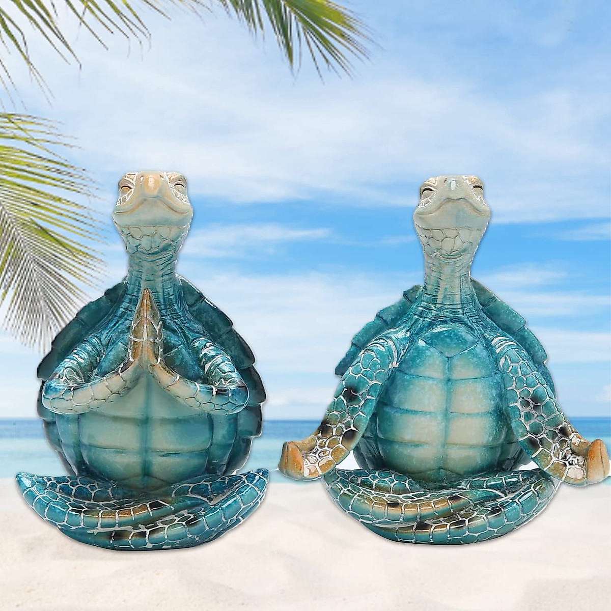 LUIFEL Yoga Turtle, 2 PCS Meditation Yoga Turtle Decor, Sea Turtle Yoga Figurines Decorations for Collection, Yoga Turtle Figurine for Spiritual Garden Home Decor, Gift for Mom, Dad, Friends...