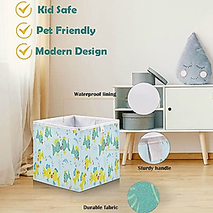 visesunny Closet Baskets Tropical Fish Cartoon Pattern Storage Bins Fabric Baskets for Organizing Shelves Foldable Storage Cube Bins for Clothes, Toys, Baby Toiletry, Office Supply