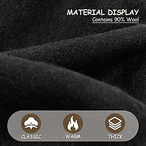 Gllutt Beret Hat Artist French Style Warm Thick 90% Wool Solid Color for Women (Black)