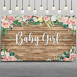 Ecomore Baby Shower Decorations for Girl - 249 PCS Baby Girl Gender Reveal Party Supplies & Disposable Dinnerware Set (25 Guest) with Pink Rose Gold Floral Paper Plates Backdrop Tablecloth Balloon Kit