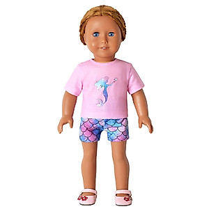 Kids Mermaid Pajamas Matching Girls&Doll for American Girls Pjs Sets,Size 12 13