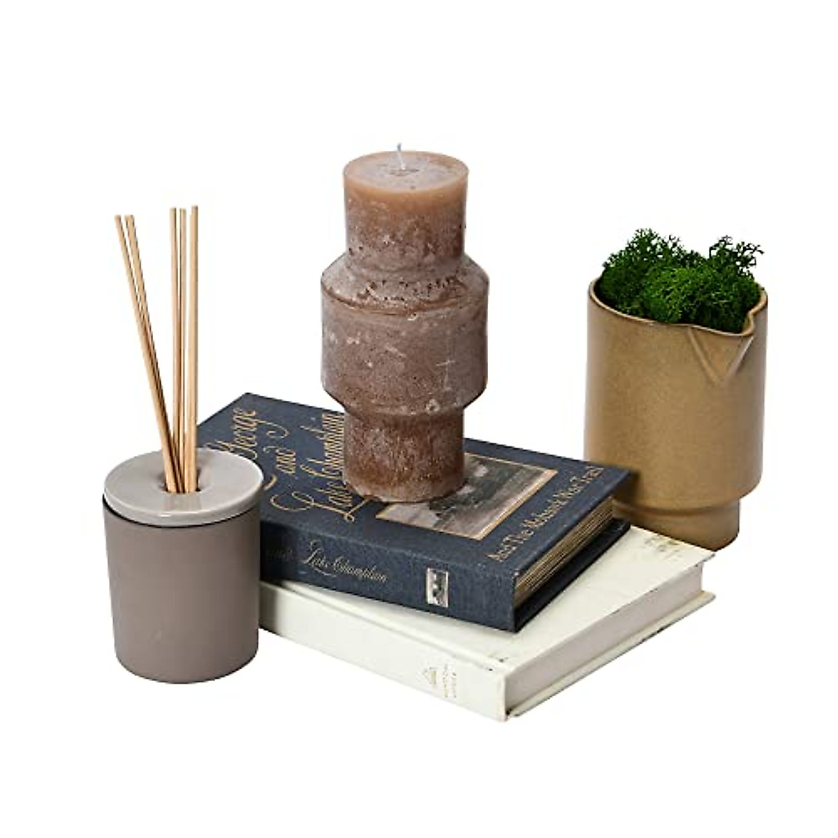 Creative Co-Op Unscented Totem Pillar, Cappuccino Candles, 3" L x 3" W x 6" H, Brown