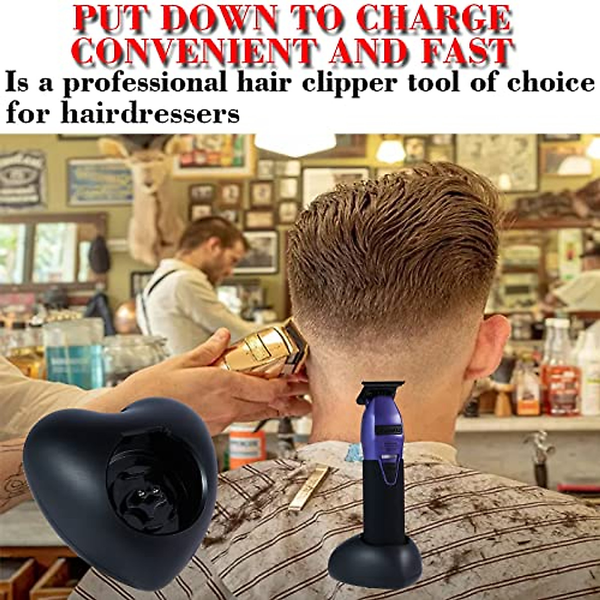 Kimhonglee Professional Hair Clippers Charging Stand for Babyliss Portable Electric Trimmer Charging Base for All BaByliss Barberology FX Metal Cordless Trimmers and Clippers 8700GCN 787GCN(Black)