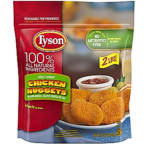 Tyson Fully Cooked Breaded Nugget Shaped Chicken Patty, 2 Pound -- 12 per case.
