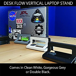 Vertical Laptop Stand for Desk - Adjustable Vertical Laptop Holder for Compatibility - Save Space & Improve Airflow with MacBook Vertical Stand - Suitable For All Laptop Holder Desk | White