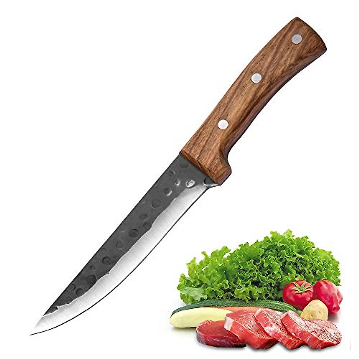LYUSan 6.3" Meat Cleaver Knives Hand Forged Boning Knife handmade Multipurpose Cleaver Kitchen Knives for Camping, Grill Carbon Steel