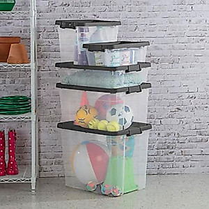 Sterilite 30 Quart Clear Plastic Stackable Storage Container Bin Box Tote with Grey Latching Lid Organizing Solution for Home & Classroom, 18 Pack