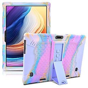 DETUOSI Case Compatible with Dragon Touch K10, Multi-Angle Stand Case, Soft Silicone Protective Cover for ZONKO K105, Victbing 10, Winsing 10, YELLYOUTH 10, Hoozo Touch 10, Rose Red & Purple
