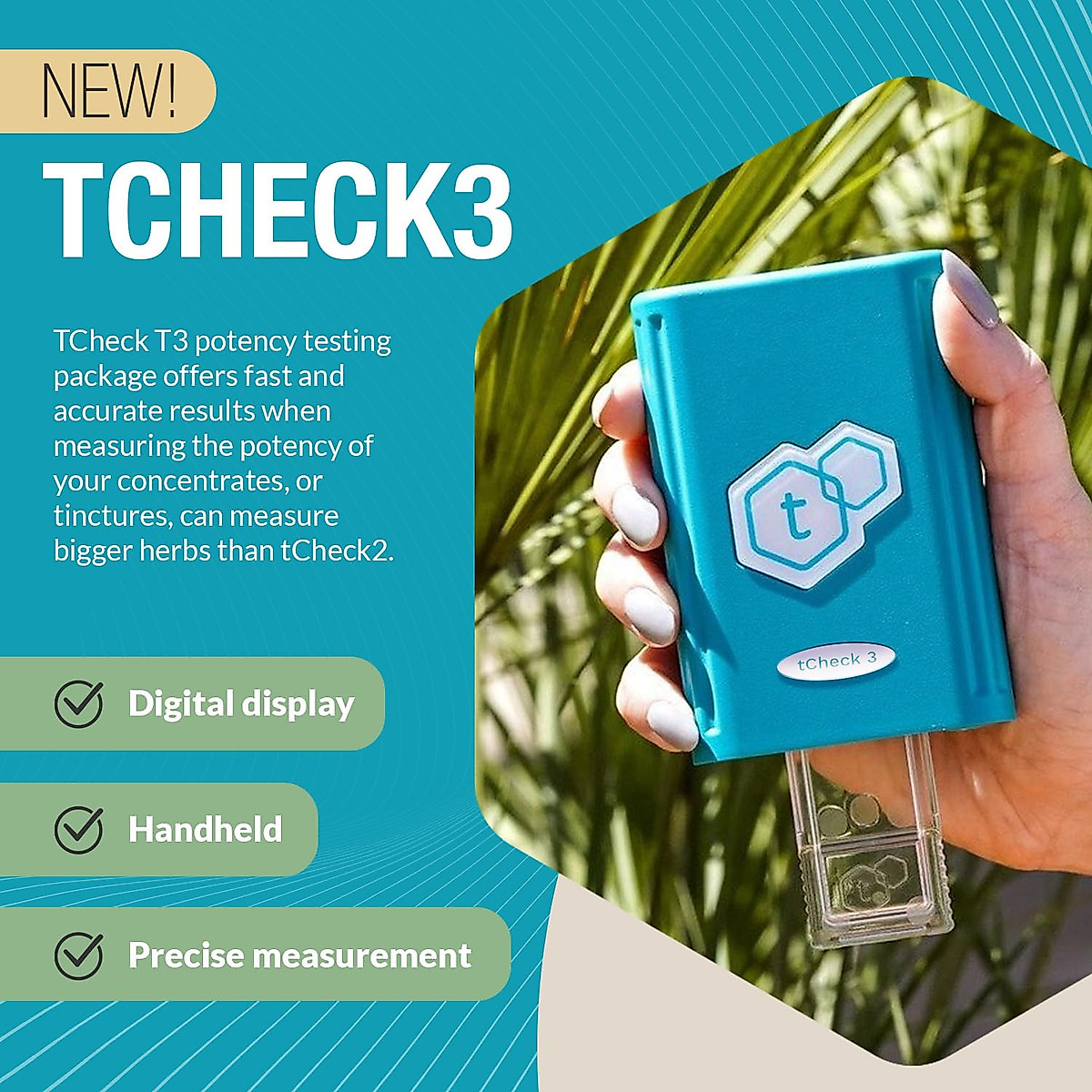 tCheck 3 Portable Potency Tester with Reusable Tray | UV Spectrometer for Accurate Potency Testing - Herbal Kit for Infusions, Edibles, Concentrates & Oils (Not for Flower Testing) Blue