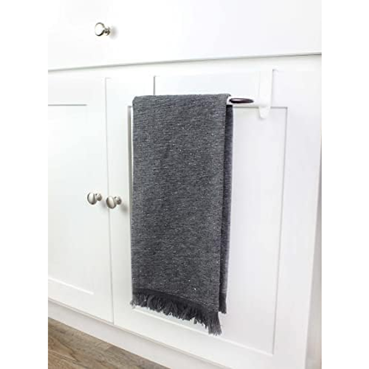 AuldHome Over Cabinet Towel Racks (2-Pack), Rustic Kitchen Towel Bars in Distressed White Enamel