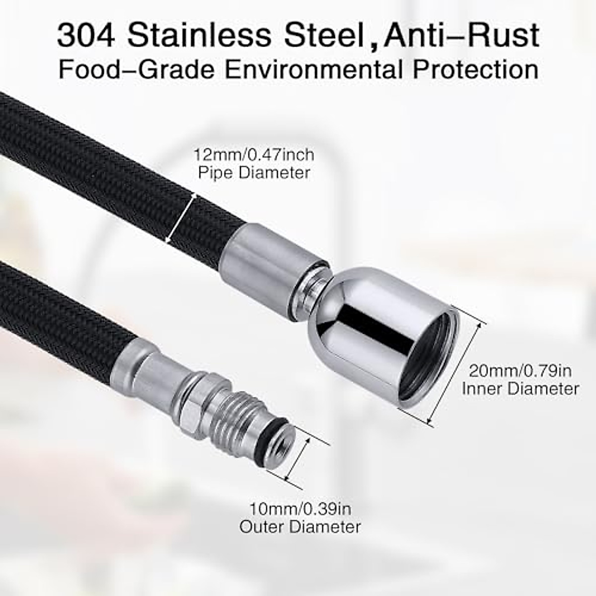 K-1219935-BC Hose Kit for Kohler Pull Down Kitchen Faucet, 68 Inches Pull-Out Kitchen Faucet Hose Replacemnet Part of K-1304674-BC, Spray Hose Replacement Hose Kit