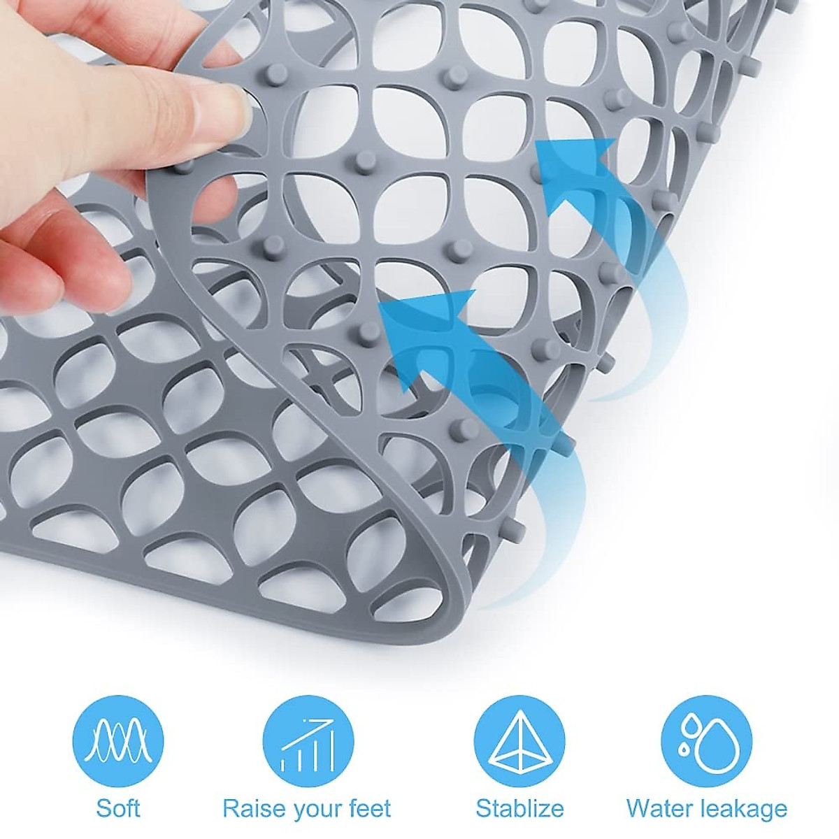 LucyPhy Silicone Sink Mat for Kitchen Sink Good Grips Non-slip Sink Protector Sink Mat Grid for Bottom of Farmhouse Sink(Pattern B,Centre hole,2PCS)