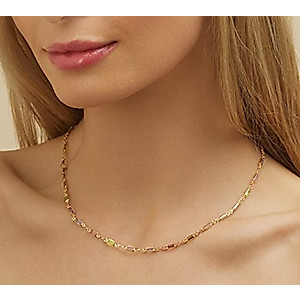 Barzel 18K Gold Plated Multi Stone Crystal Baguette Necklace for Women - Made In Brazil