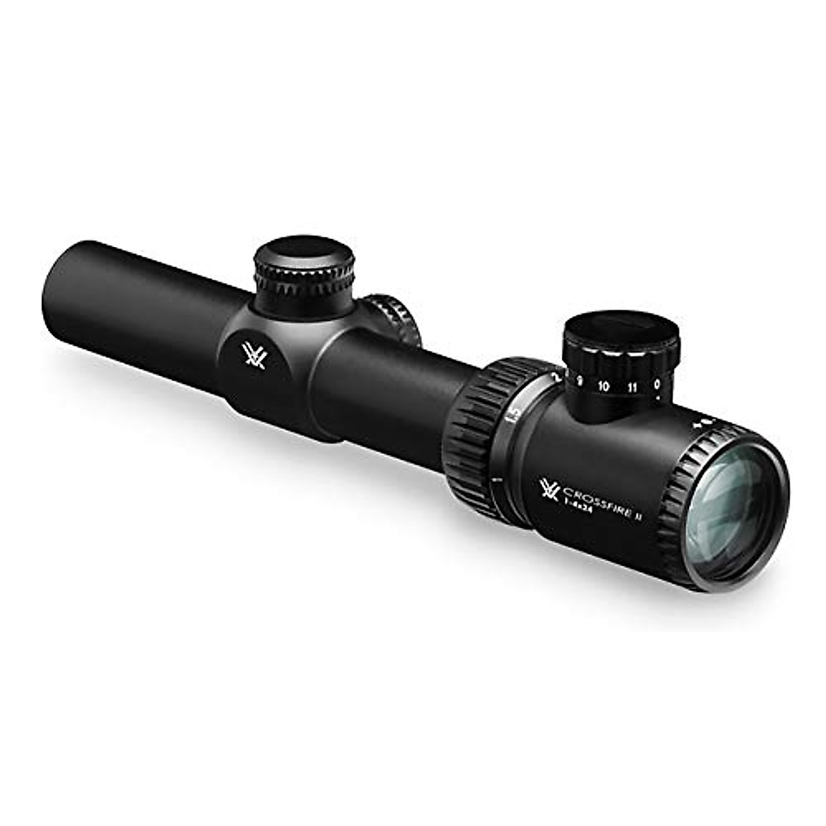 Vortex Optics Crossfire II 1-4x24, 30mm Tube, SFP Riflescope - V-Brite Reticle (MOA) with Sport Cantilever 30mm Mount - 2-Inch Offset