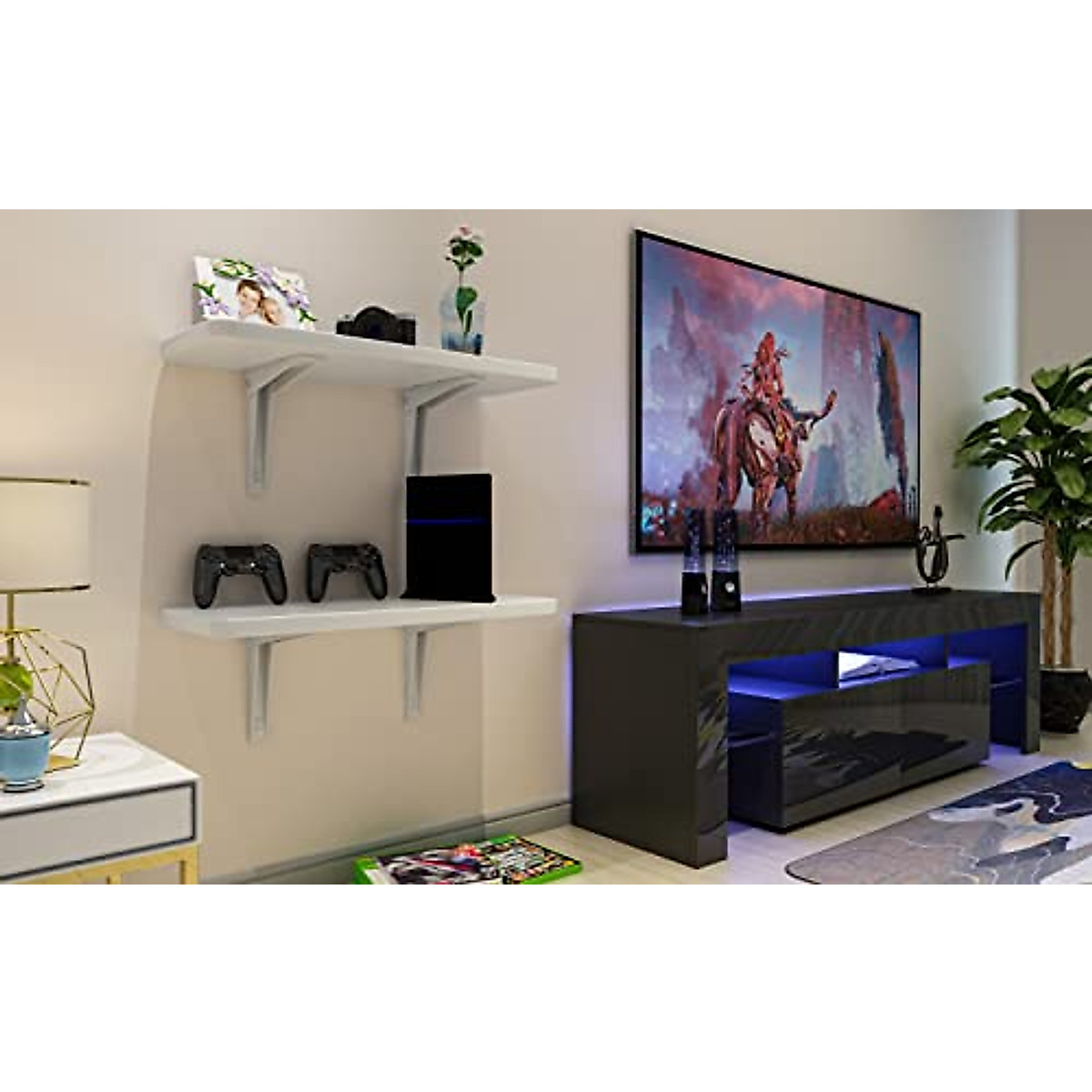 DMAITH Wall Mounted Floating Shelves, 24inch Storage Bookshelf Wooden Display Shelf, Wood Wall Shelves for Bedroom, Bathroom, Living Room, Kitchen