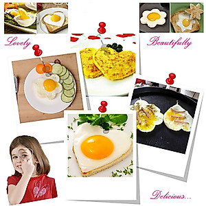 5 Egg Rings Set, Pancake Molds Food-Grade Silicone for Breakfast Fried Eggs, Homemade Omelets, Frittatas & Crumpets – Flippy Cooking Forms Muffin Shapes - Heart, Flower, Bear, Butterfly, Circle