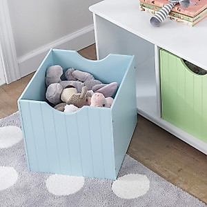 KidKraft Nantucket Wooden Storage Bench with Three Bins and Wainscoting Detail - Pastel, Gift for Ages 3+