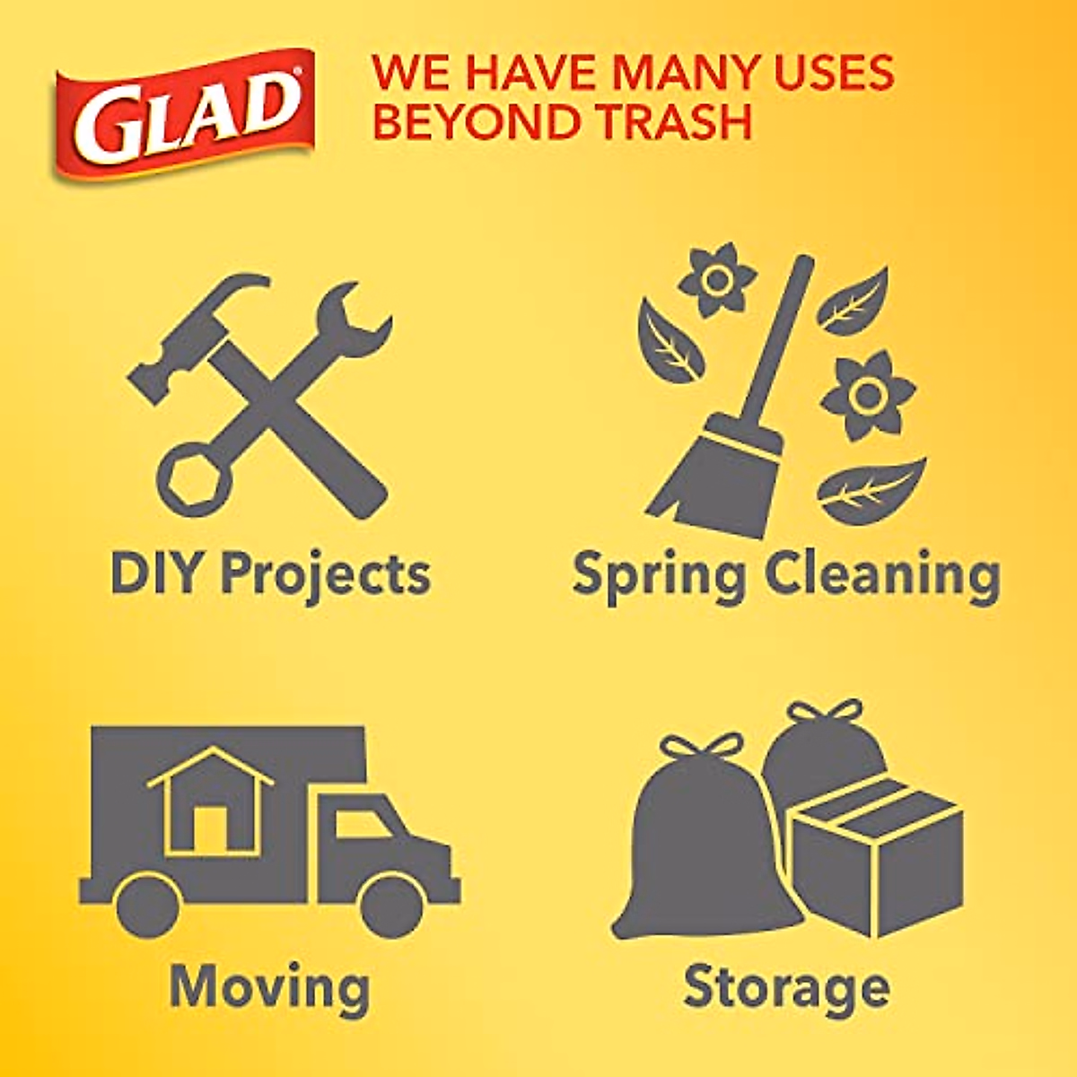 GLAD ForceFlex Tall Drawstring Trash Bags, 13 Gallon Grey Trash Bags for Tall Kitchen Trash Can, Citrus & Zest with Febreze Freshness to Eliminate Odors, 40 Count - Packaging May Vary