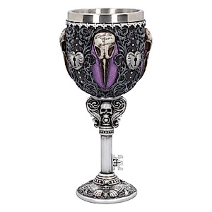Nemesis Now B4725P9 Edgar's Raven Goblet 18cm, Resin w. Stainless Steel, Purple,silver
