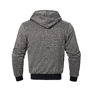 Plus Size S-5XL Marled Fleece Hoodie for Men Heavyweight Sherpa Lined Full Zip Up Big&Tall Long Sleeve Winter Jacket Coat(Dk.Grey, 5XL)