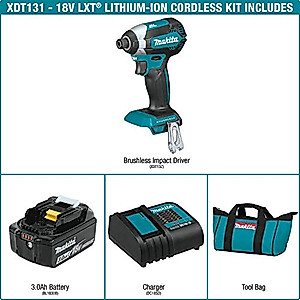 Makita XDT131 18V LXT® Lithium-Ion Brushless Cordless Impact Driver Kit (3.0Ah)
