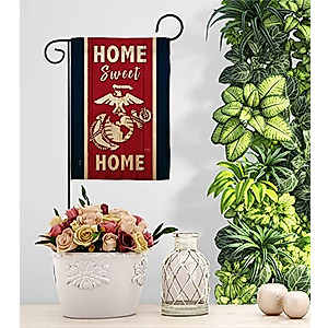Home Sweet Marine Corps Garden Flag - Set Mailbox Hanger Armed Forces USMC Semper Fi United State American Military Veteran Retire Official - House Banner Small Yard Gift Double-Sided 13 X 18.5