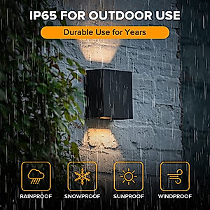 LUTEC 2-Pack LED Up & Down Modern Wall Lamp, Aluminum Anti-Rust Outdoor Indoor Wall Sconce, 10W 3000K Warm White, Adjustable Exterior Wall Light, Waterproof for Porch, Patio, Garden, Bedroom-Black