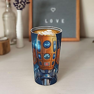 GTKSYNVE Reusable Coffee Mug with Lid and Handle, Cartoon Spaceship Rocket Tumbler for Hot & Cold Drinks 16oz Stainless Steel Insulated Coffee Tumblers Double Wall Vacuum Thermal Cup