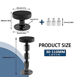 Litoexpe 4 Pcs Adjustable Threaded Bed Frame Anti-Shake Tool, Black Headboard Stoppers Bedside Anti Shake Tool for Beds, Cabinets, Sofa (30-110mm/ 1.18"-4.33")