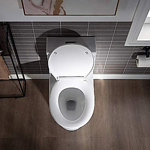 WOODBRIDGE Short Compact Tiny Dual Flush 1.28 GP One Piece Toilet,with Soft Closing Seat,1000 Gram MaP Flushing Score Small Toilet with Brushed Nickel Button B0500-BN, White