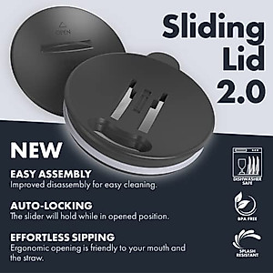 GRANDTIES Insulated Coffee Mug with Handle - Sliding Lid for Splash-Proof 16 oz Wine Glass Shape Thermos Tumbler with Double Walled Vacuum Stainless Steel to Keeps Beverages Hot or Cold - Cobalt Blue