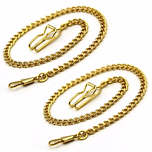 Finov 14.5" Alloy Gold Pocket Watch Chain Set of 2