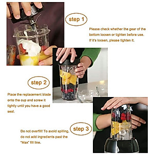 10cm Diameter 6 Fins Extractor Blades Replacement Part with 24OZ Cups for Ninja Blender Only fit for Nutri Ninja Auto iQ BL450-70 BL451-70 BL454-70 BL455-70 BL482-70