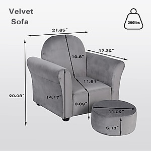 Bonrcea Pink Kids Sofa Toddler Chair,Kids Armchair,Sofa Chair,Toddler Couch Chair with Footstool,21.65x17.32x20.28inch Upholstered Couch,Armrest Sofa Chair for Chidren,Kids,Toddlers