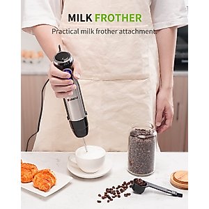 LIMENT 5-in-1 Multi-Purpose Hand Blender, 20-Speed Immersion Blender, Heavy Duty & Low-Noise DC Motor, With Food Chopper, Whisk, Milk Frother, Mixing Beaker, BPA-Free