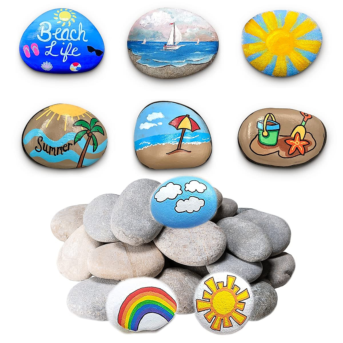 DECORKEY 24PCS River Rocks for Painting, DIY & Smooth Kindness, Rocks for Arts, Naturally Stone, 2-3inches 5.5 Pounds Perfect for Kids Party,Crafts, and Decoration