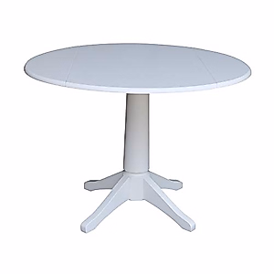 International Concepts 42 in Round Dual Drop Leaf Pedestal Table-30.3"H Dining Table, White