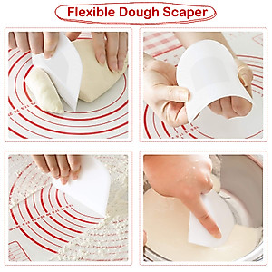 Mixoo Silicone Baking Mat with Wooden Rolling Pin Set - Non-Stick Food Safe Dough Rolling Pastry Mat with a French Rolling Pin and 2 Dough Scrapers for Baking, Fondant, Pie Crust, Pizza, Bread, Cookie