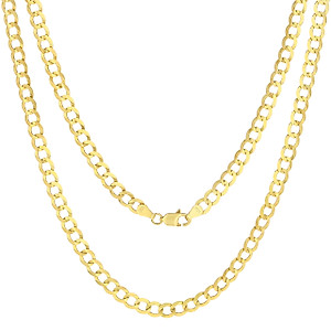 Nuragold 10k Yellow Gold 5mm Solid Cuban Curb Link Chain Pendant Necklace, Mens Womens Jewelry 16" 18" 20" 22" 24" 26" 28" 30"