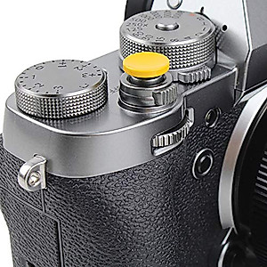 Foto&Tech Soft Shutter Release Button Compatible with Fuji Fujifilm X-T5 X-T4 X-T3 X-T30 X-T30 II X-T20 X-PRO3 X100V X100F X-E4 X-E3 Sony RX1R II RX10 IV III Leica M10 M9 Nikon Df F3 (2 Pcs, Yellow)