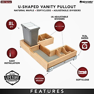 Innovative 30 Inch Vanity U-Shaped Undersink Base Cabinet Pullout Organizer Rev-A-Shelf 48630VSBSCBM1 Full Extension Soft-Close Slides