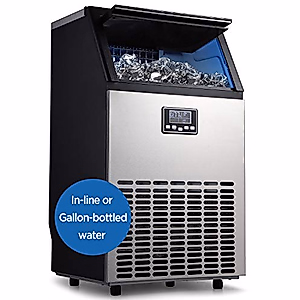 Northair Ice Machine 100LBS/24H Automatic Water Inlet Stainless Steel Commercial Ice Maker (100LB-PRO)